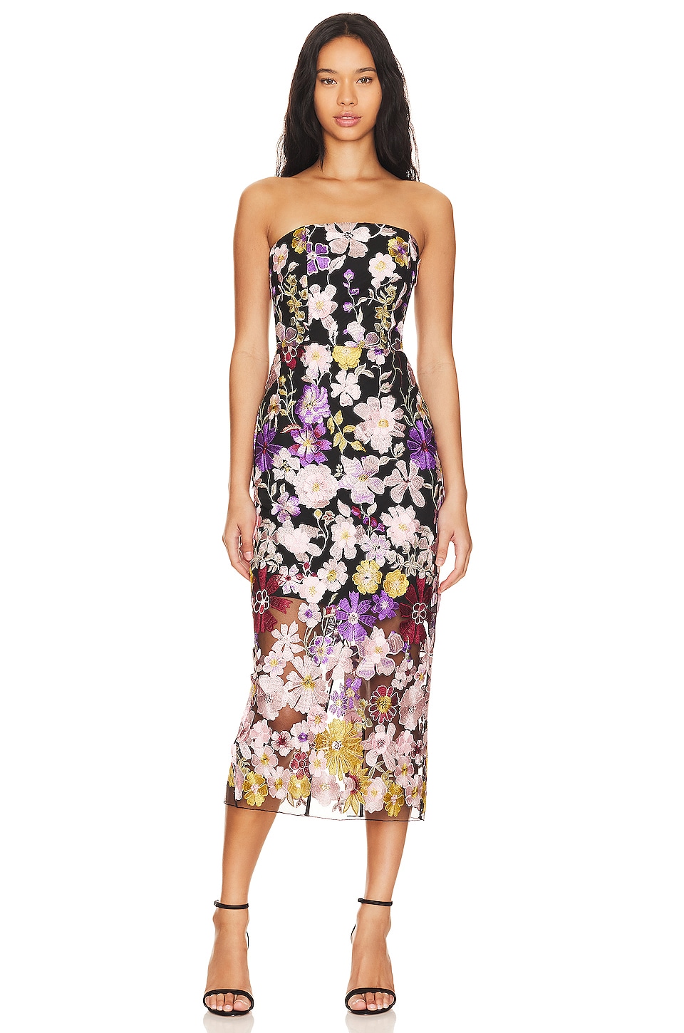 MILLY Floral Embroidery Midi Dress in Multi | REVOLVE