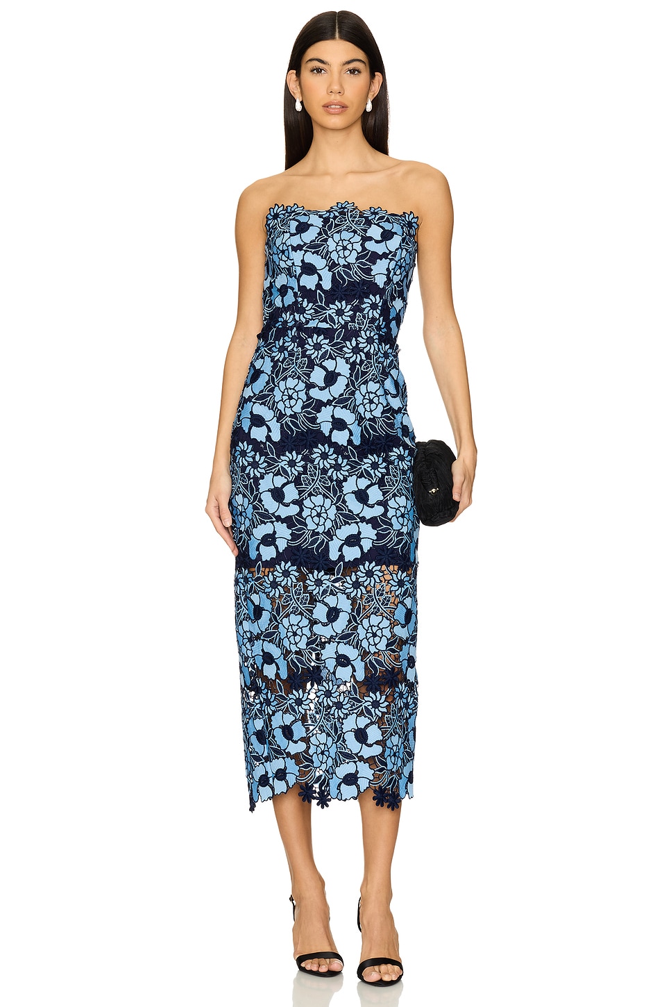 MILLY Kait Two Tone Floral Lace Dress in Blue & Navy | REVOLVE
