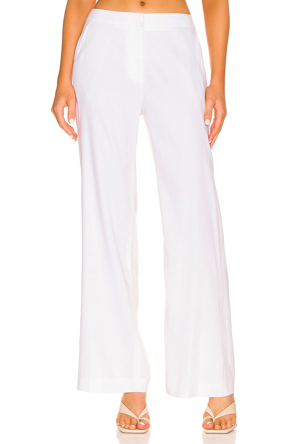 MILLY Lennon Linen Pants in White | REVOLVE
