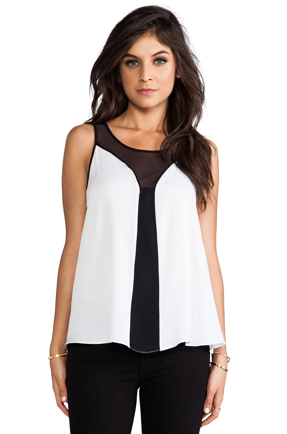 MILLY Mesh Fly-Away Top in White | REVOLVE