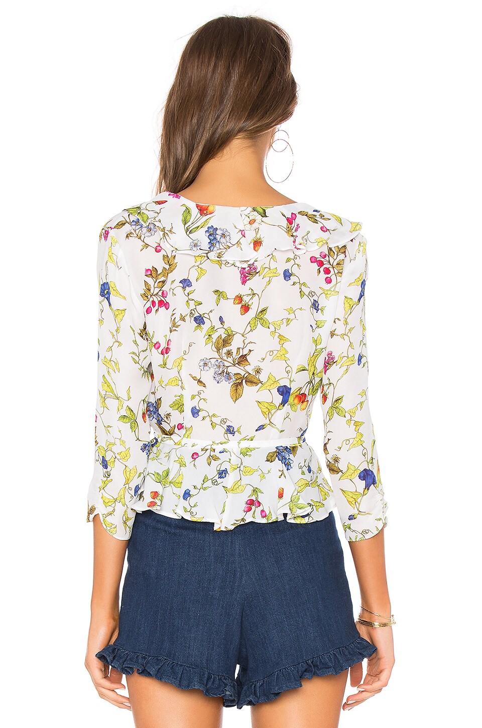 MILLY Ruffle Wrap Top in Multi | REVOLVE