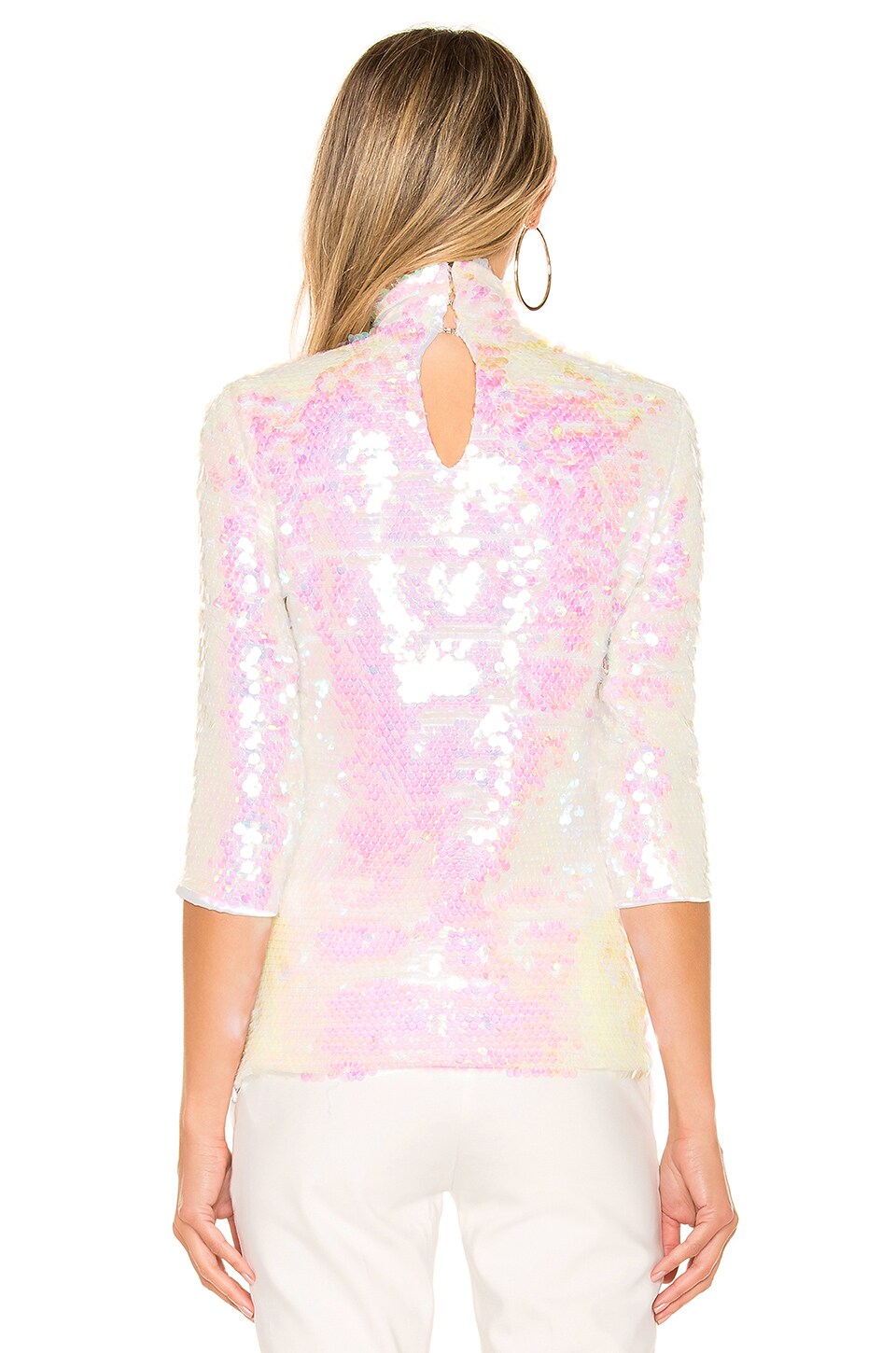 MILLY Sequin Turtleneck in Pearl | REVOLVE