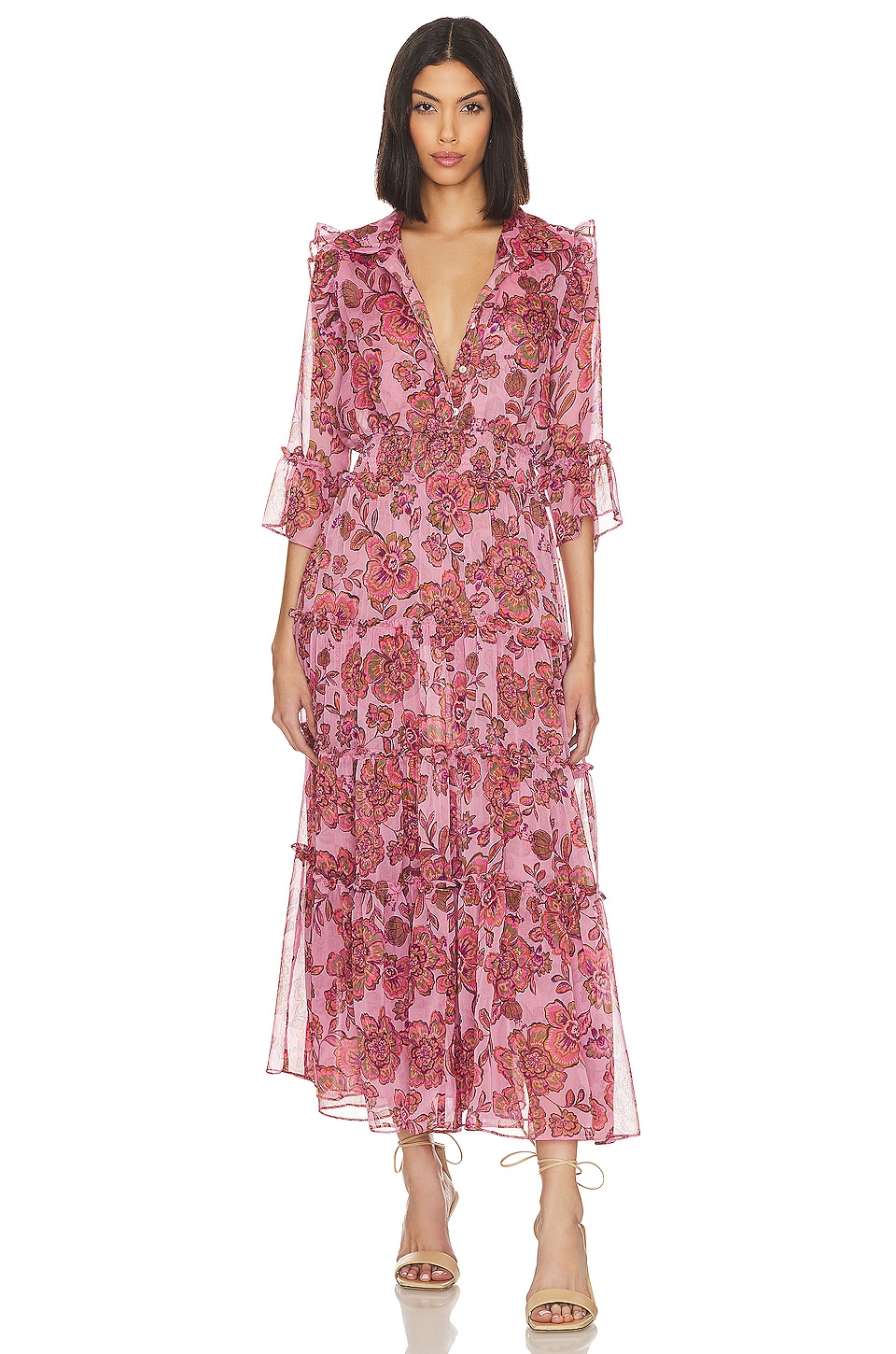 MISA Los Angeles Pamelina Dress in AMARANTH FLORA | REVOLVE