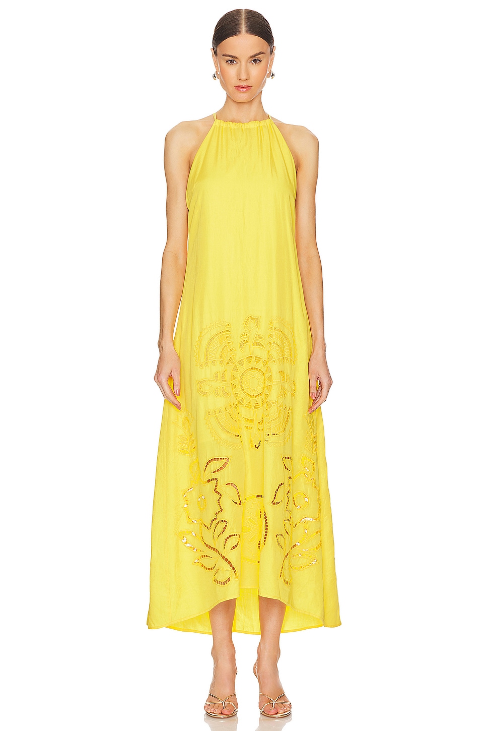 MISA Los Angeles Alejandra Dress in Canary Eyelet | REVOLVE