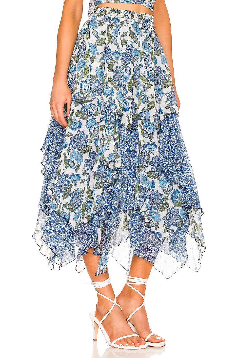 MISA Los Angeles Zoe Skirt in Flora Azulia and Blue Astra | REVOLVE