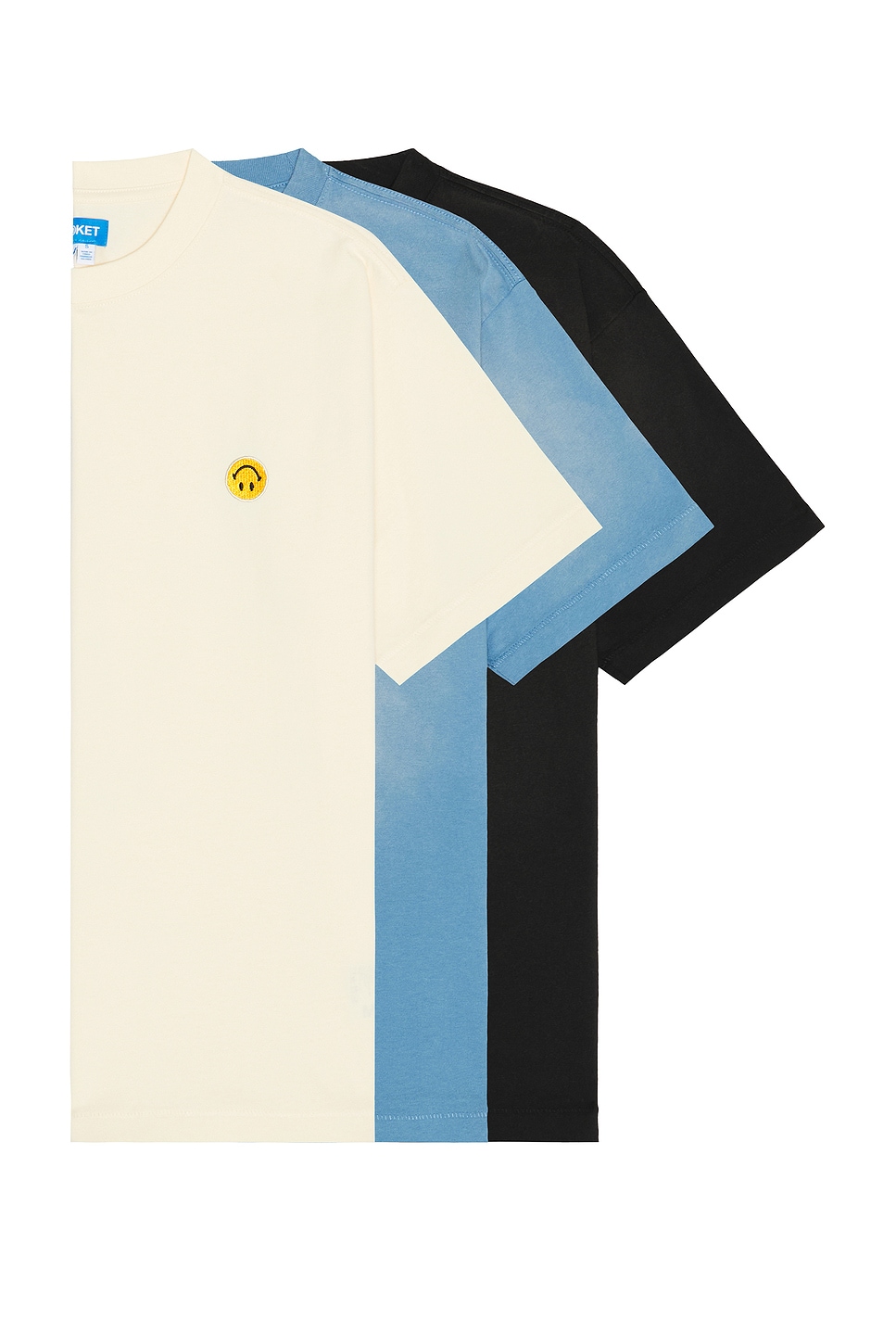 Market Smiley Sun Fade 3 Pack T-shirt in Sky Blue, Jet Set Black ...