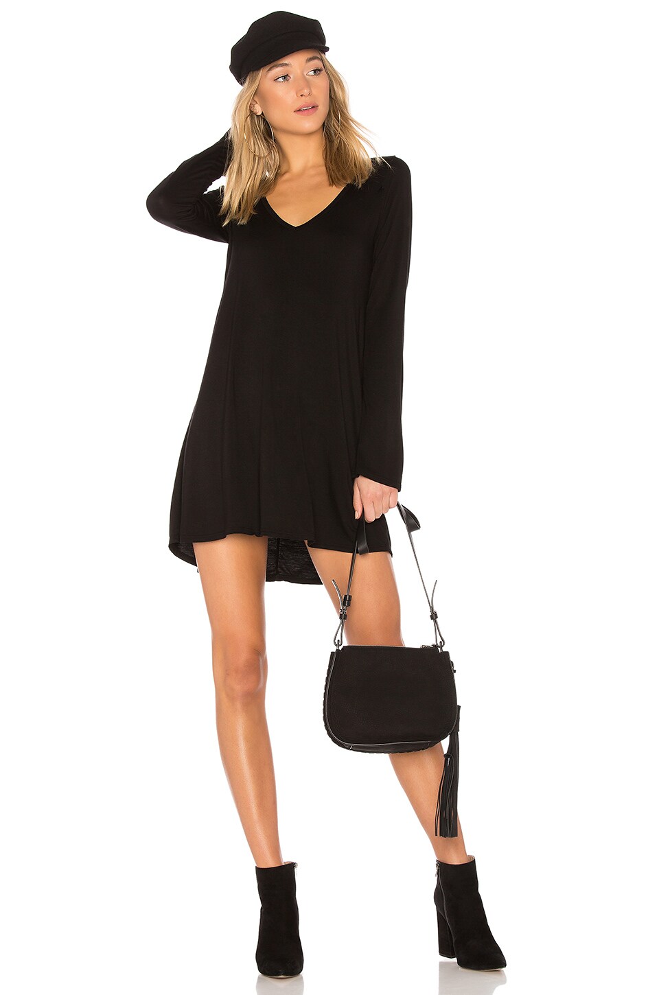 Michael Lauren Kyle V-Neck Dress in Black | REVOLVE