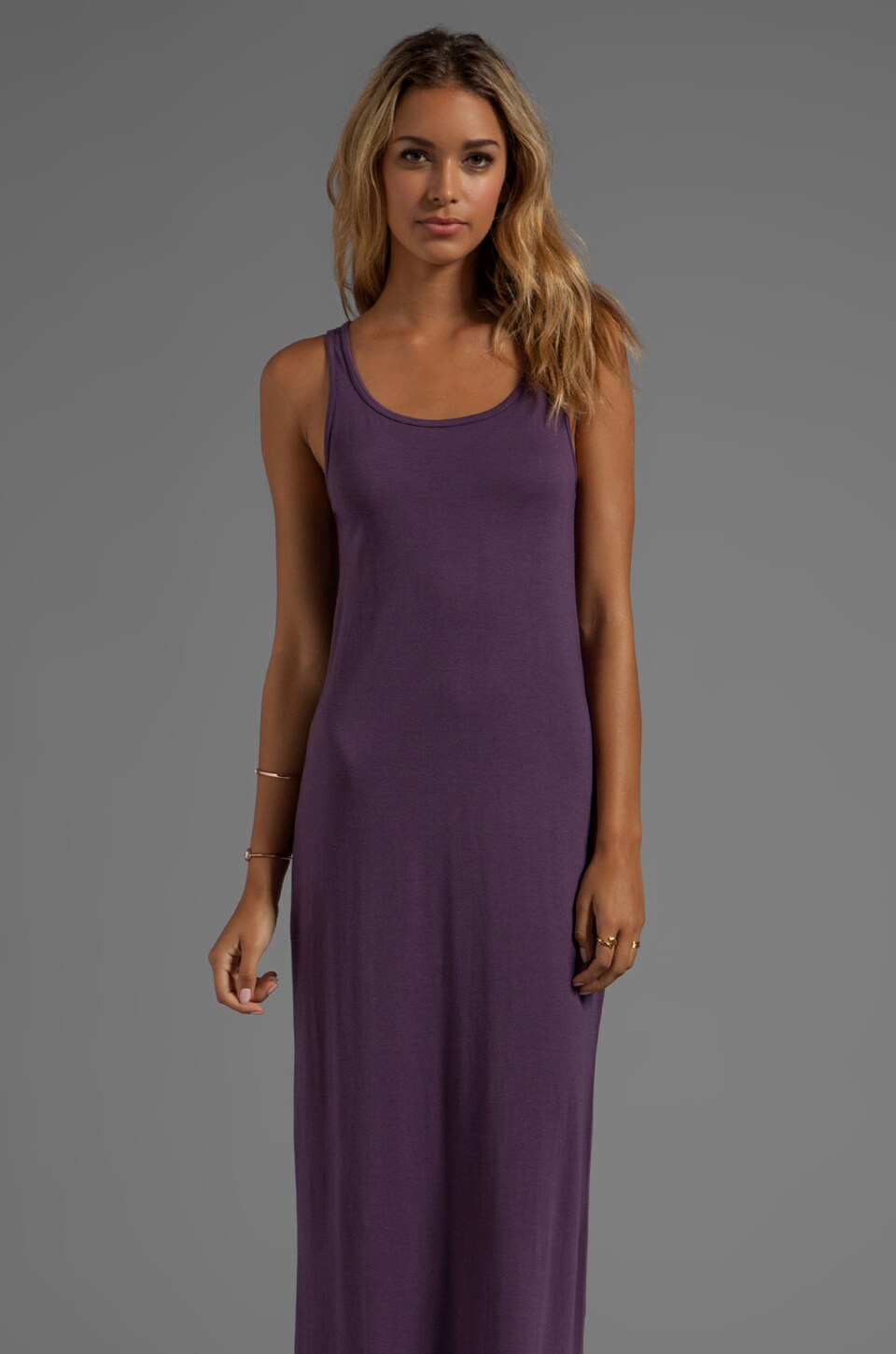 Michael Lauren Edison Long Tank Dress in Grape | REVOLVE
