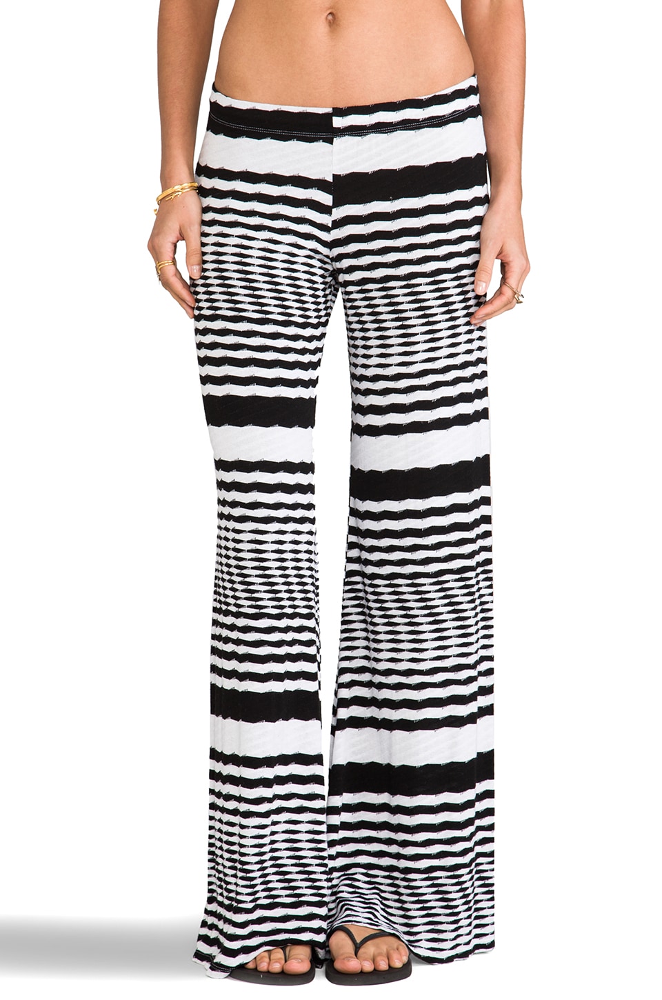 Michael Lauren Cutter Zig Zag Wide Leg Pant en White | REVOLVE