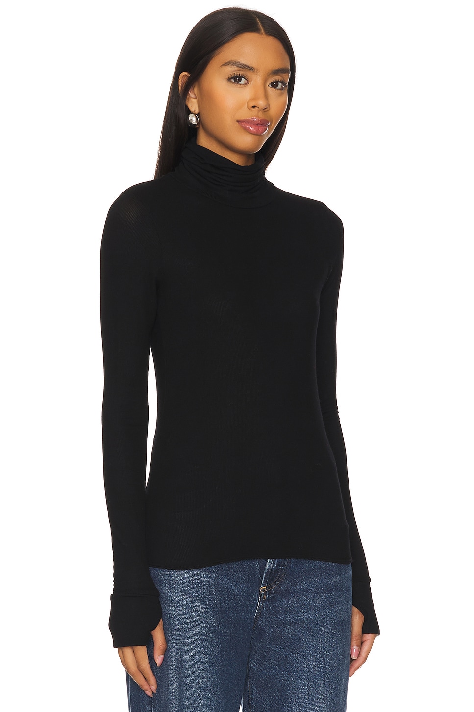 Michael Lauren Arlen Long Sleeve Fitted Turtle Neck Top in Black | REVOLVE