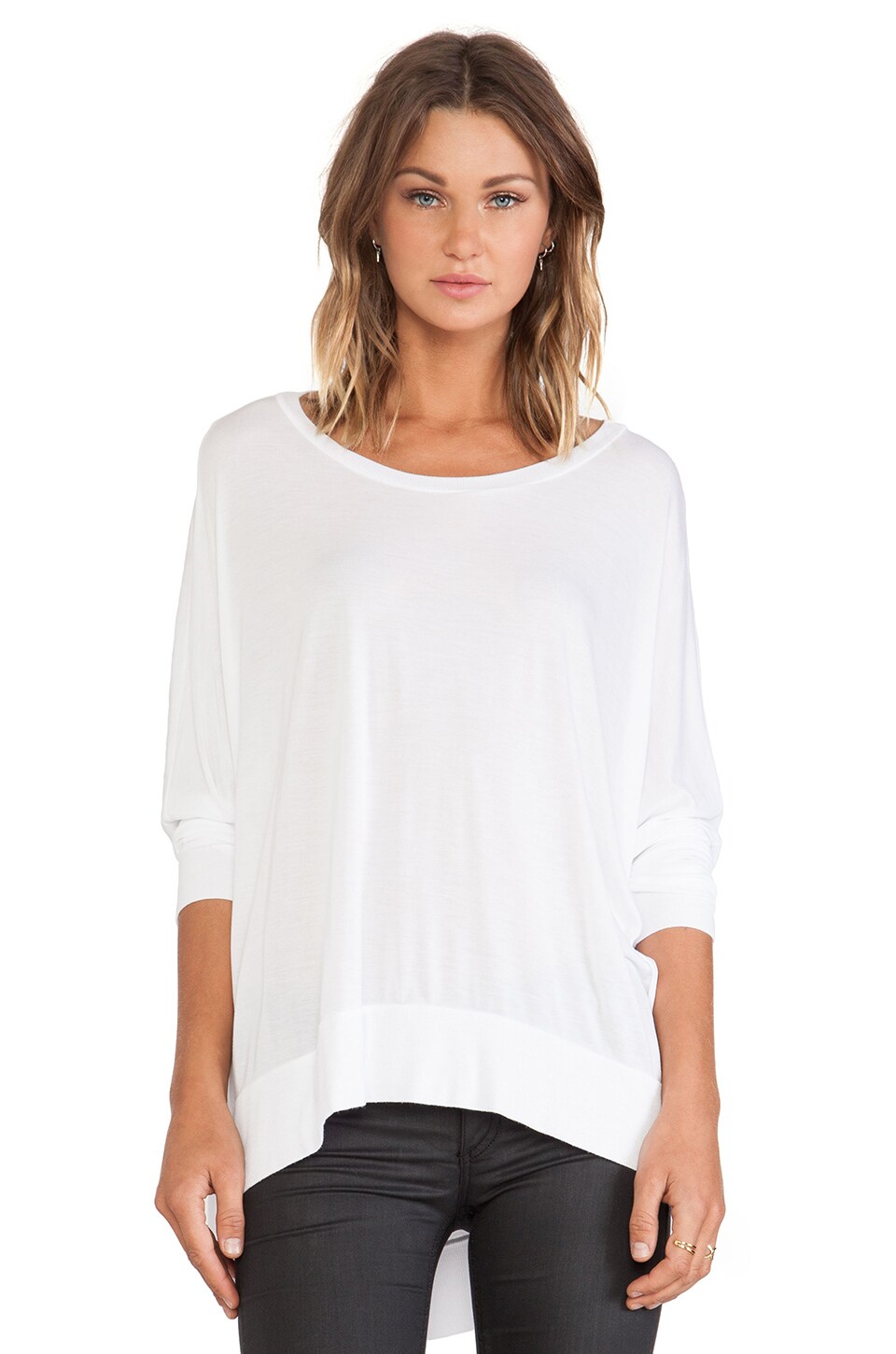 Michael Lauren Fred Long Sleeve Cape Top in White | REVOLVE