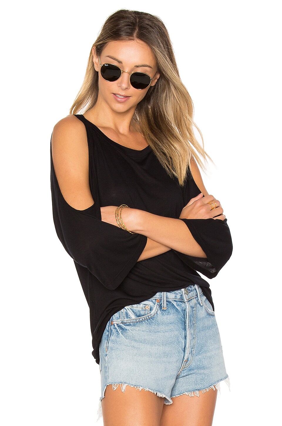 Michael Lauren Taren Bell Sleeve Top in Black | REVOLVE