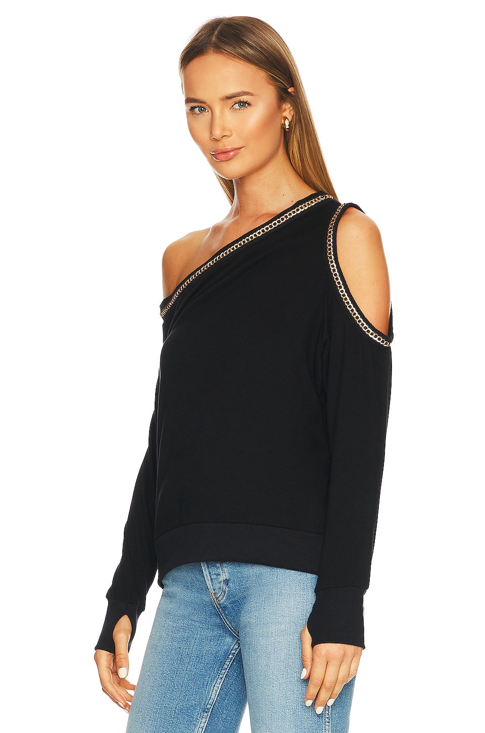 Michael Lauren Glendon Cold Shoulder Pullover in Black | REVOLVE