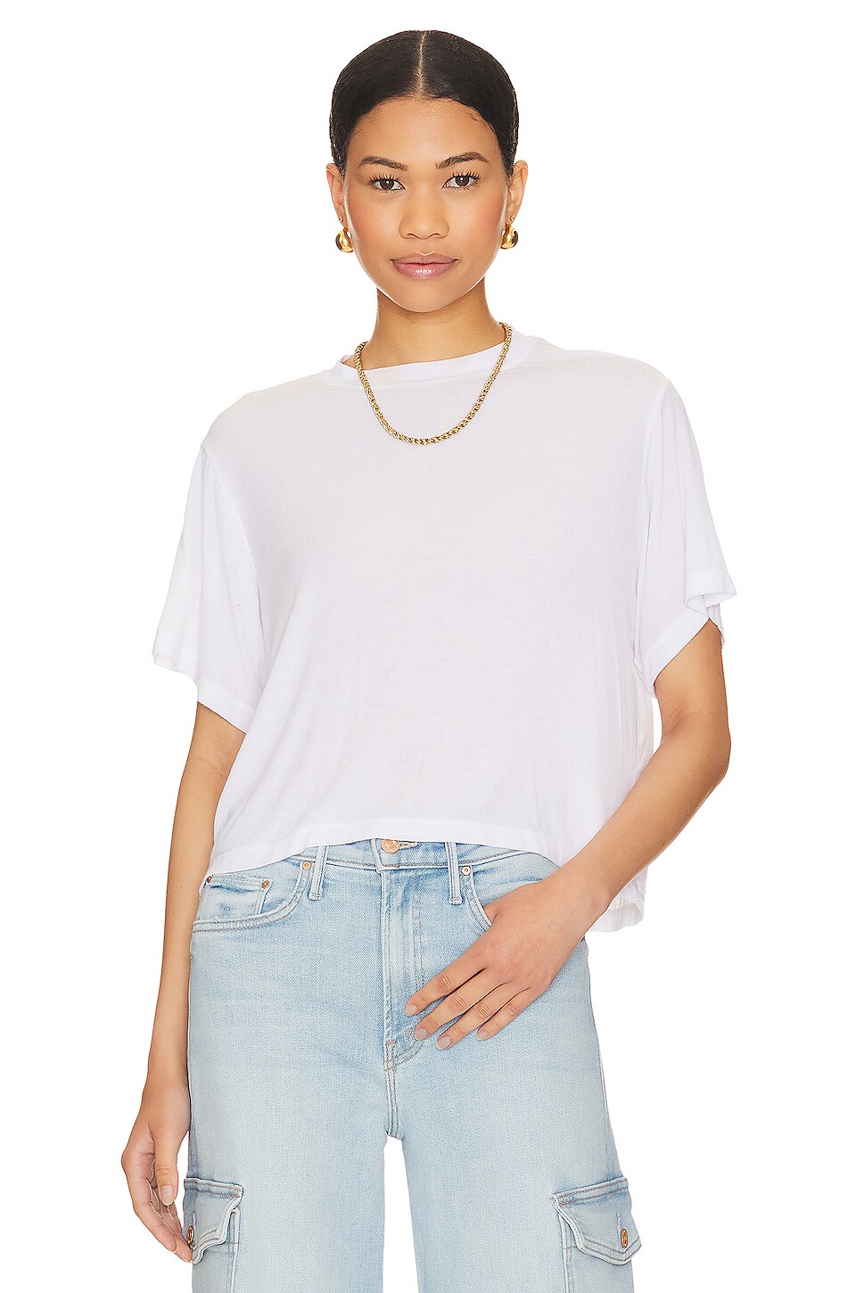 Michael Lauren Alhambra Crop Boxy Top in White | REVOLVE