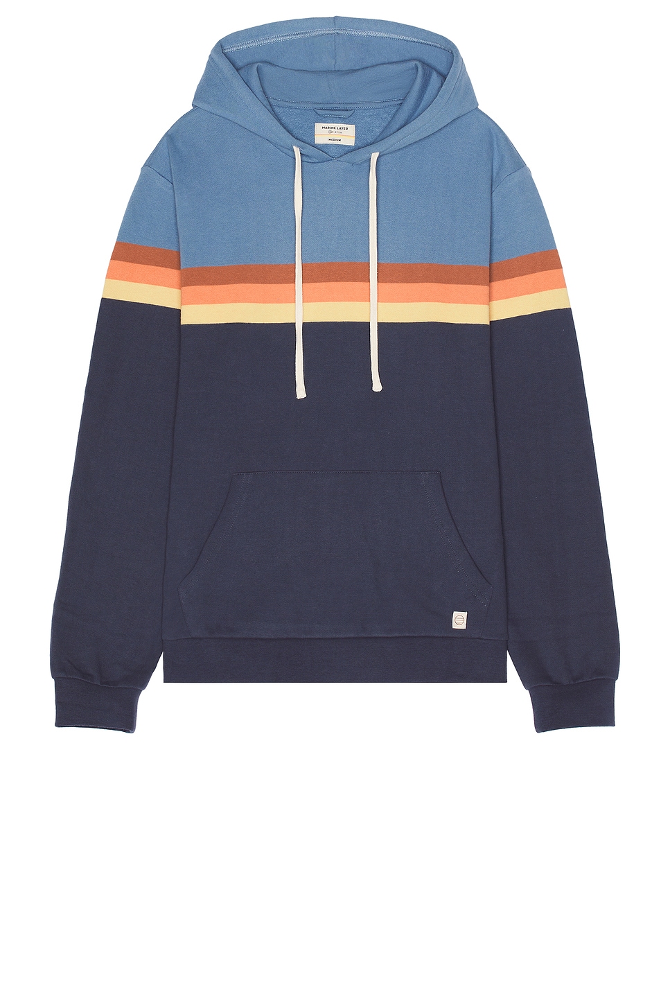 Marine Layer Colorblock Chest Stripe Hoodie in Blue Yonder & Mood ...