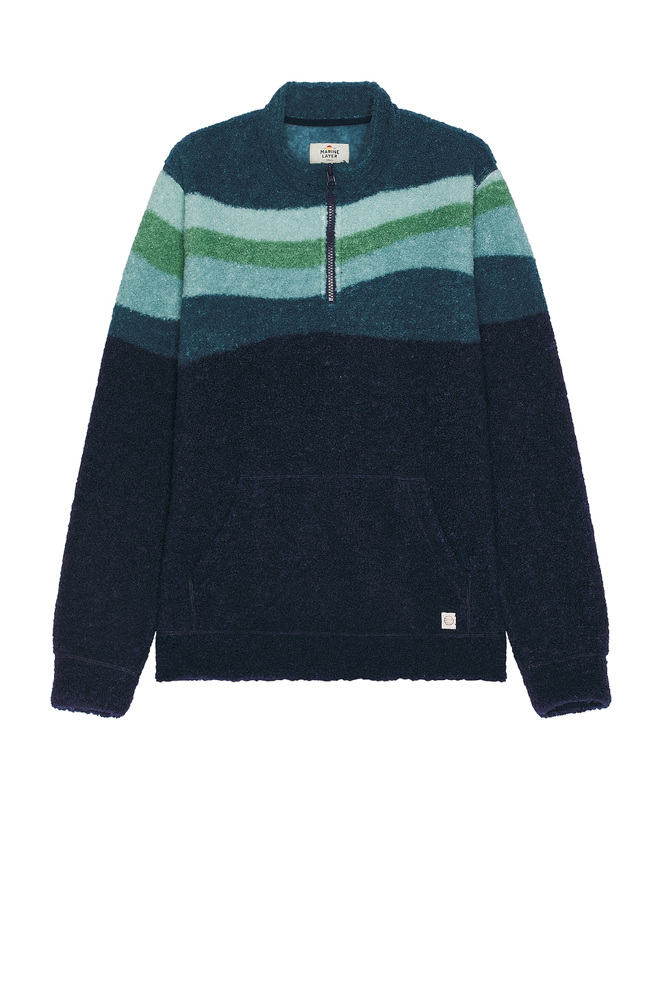 Marine Layer Half Zip Sherpa Scenic Fleece in Blue Wave | REVOLVE