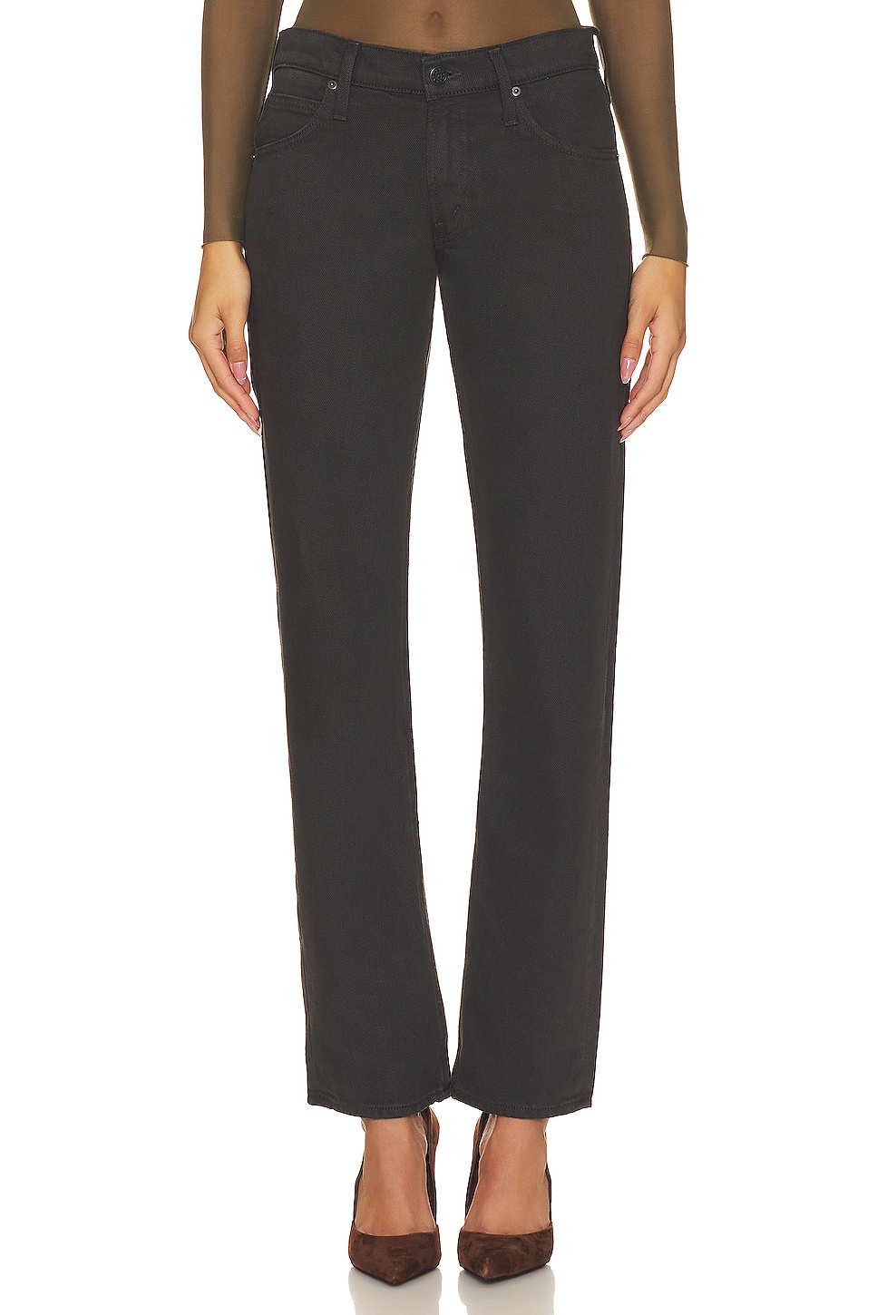 MOTHER SNACKS! The Down Low Sweet Tooth Skimp Jeans in Faded Black ...