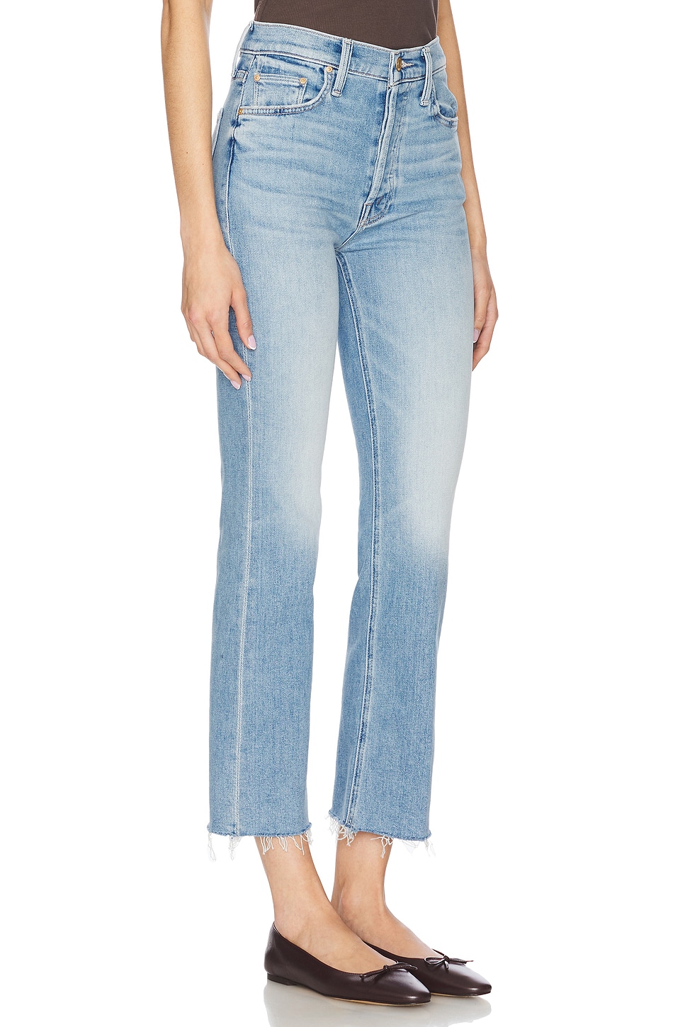 MOTHER The Tripper Flood Fray Jeans in Look Ma, No Hands! | REVOLVE