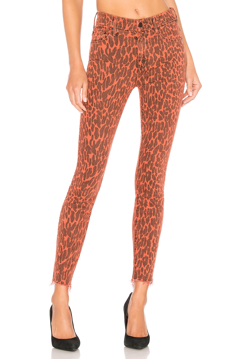 MOTHER High Waisted Looker Ankle Fray in Animal Attraction | REVOLVE