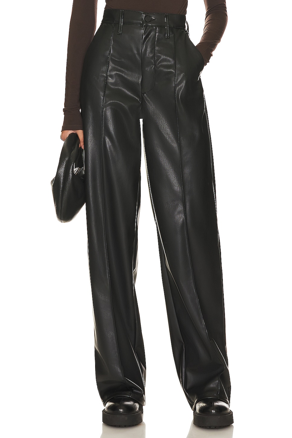 MOTHER High Waisted Pintuck Spinner Prep Heel in Black | REVOLVE