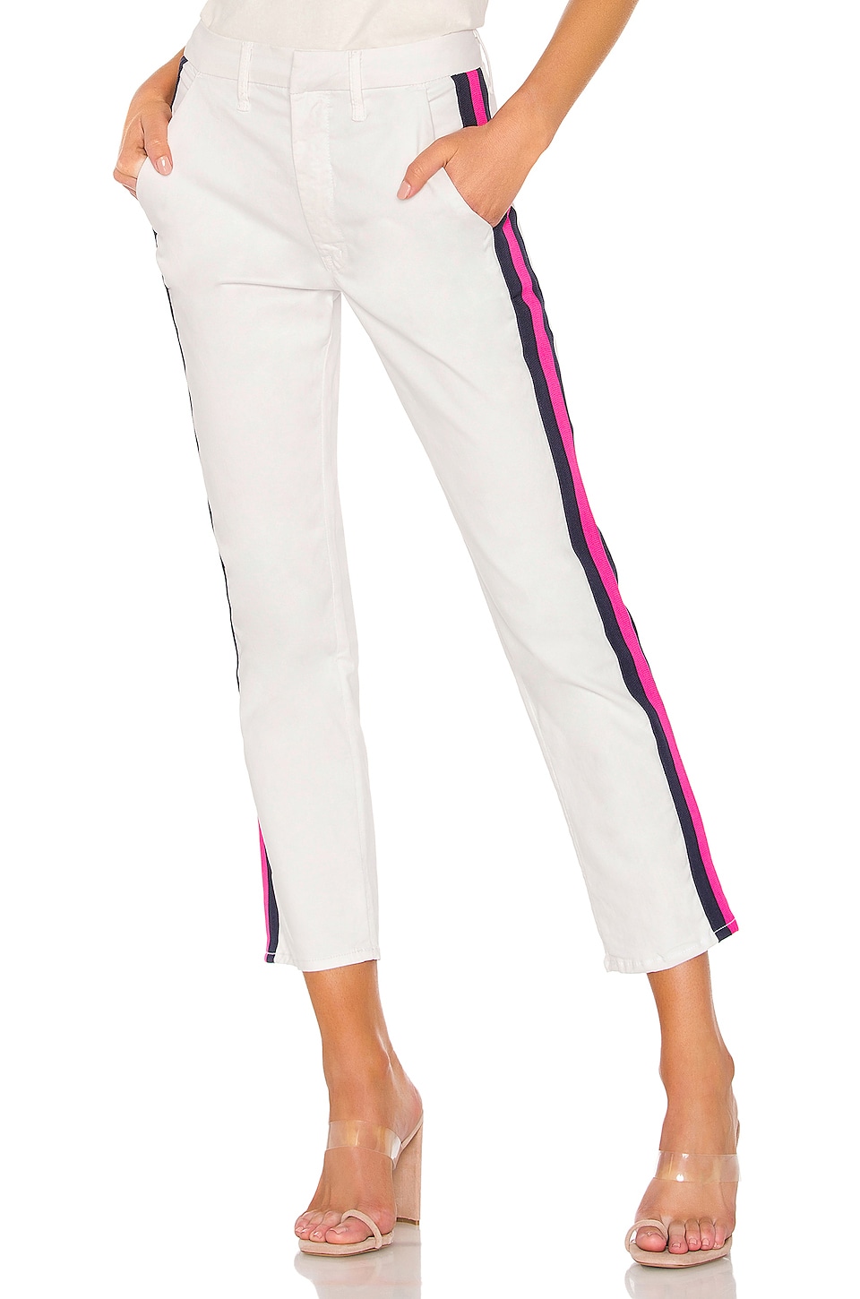 MOTHER The Straight Shaker Ankle Prep in Chalk & Pink Racer | REVOLVE