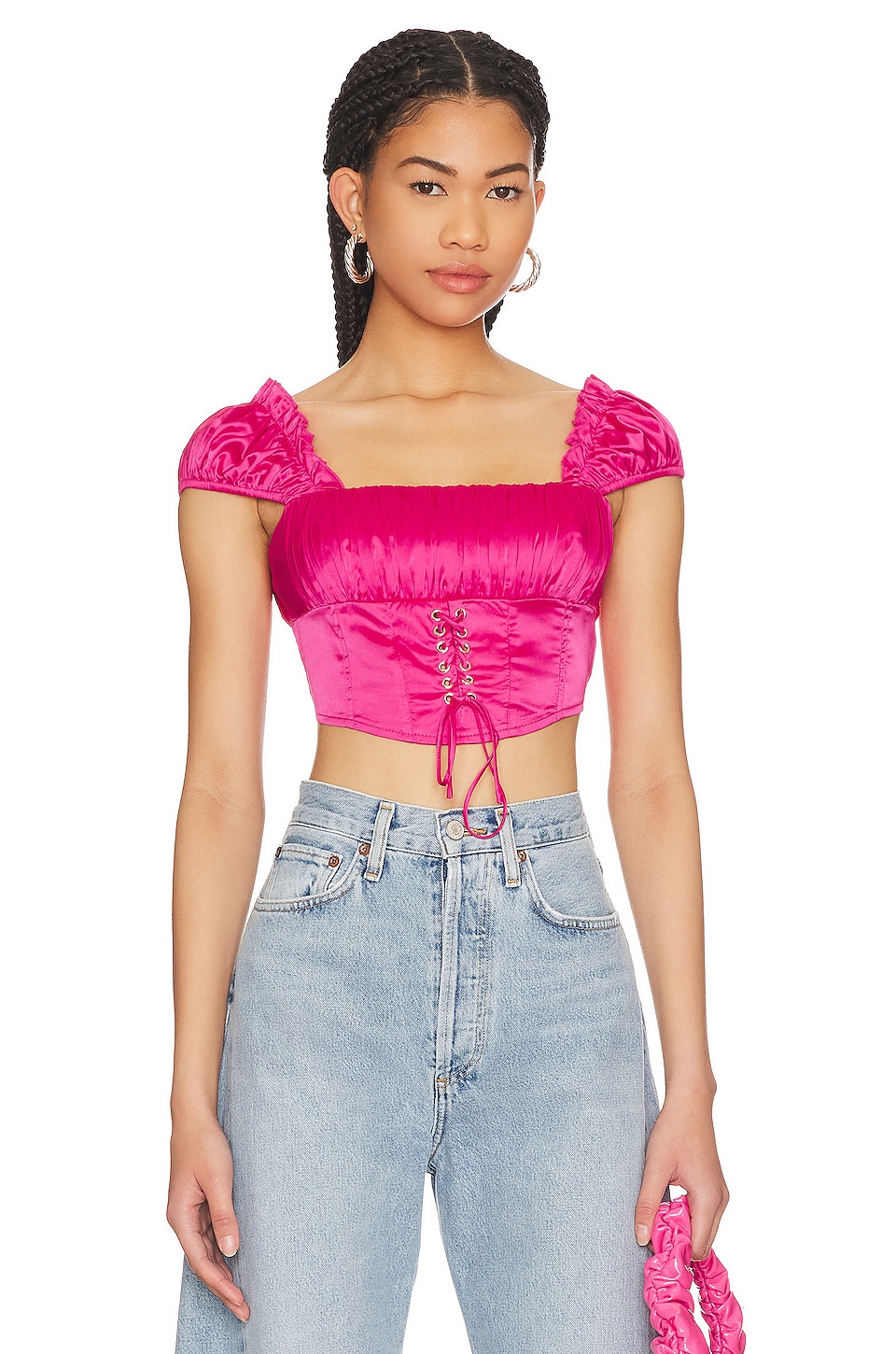 MORE TO COME Juliana Crop Top in Hot Pink | REVOLVE