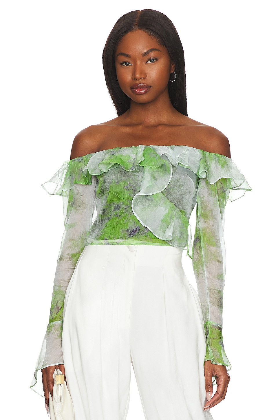 MORE TO COME Aylin Off Shoulder Top in Green | REVOLVE