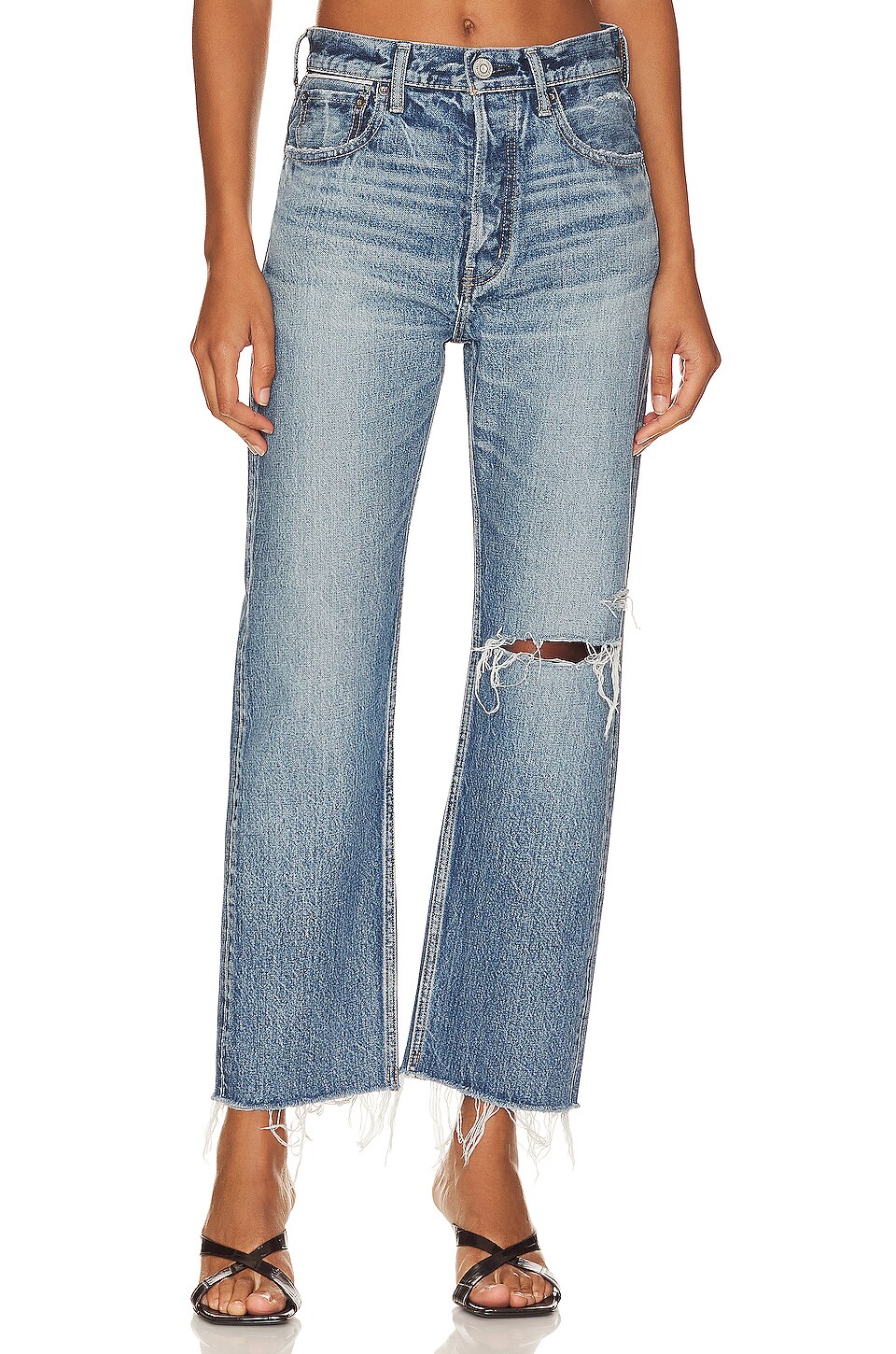 Moussy Vintage Esplen Wide Straight in Blue | REVOLVE