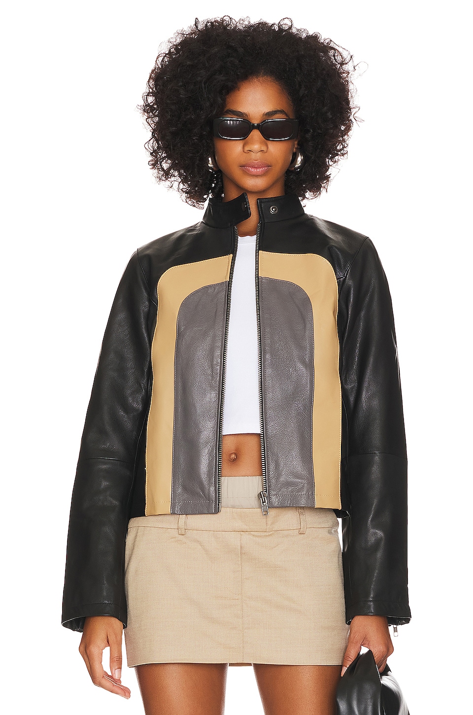 Musier Paris Hvar Leather Jacket in Tri Color | REVOLVE