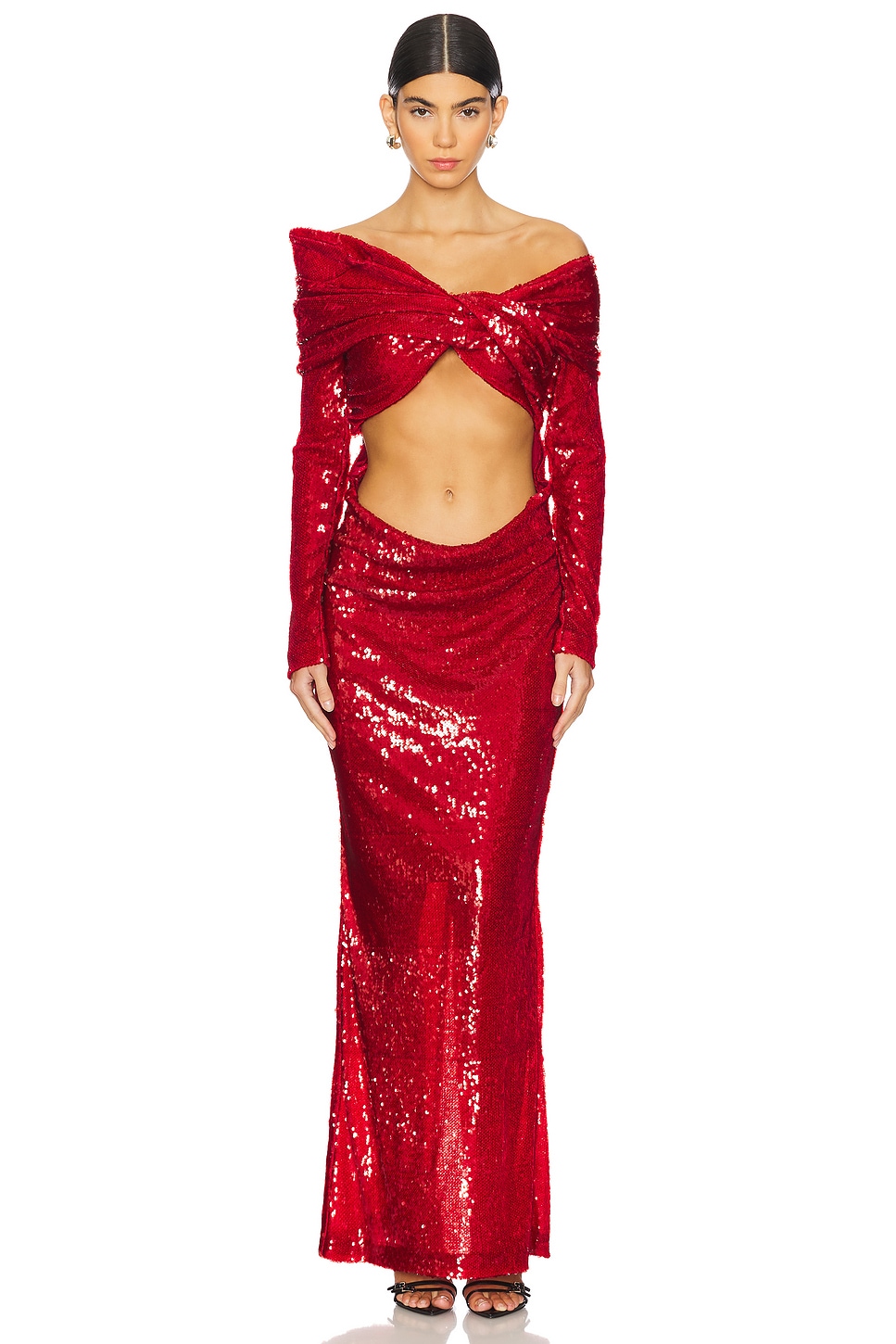 MARRKNULL Wrapped Maxi Dress in Red | REVOLVE