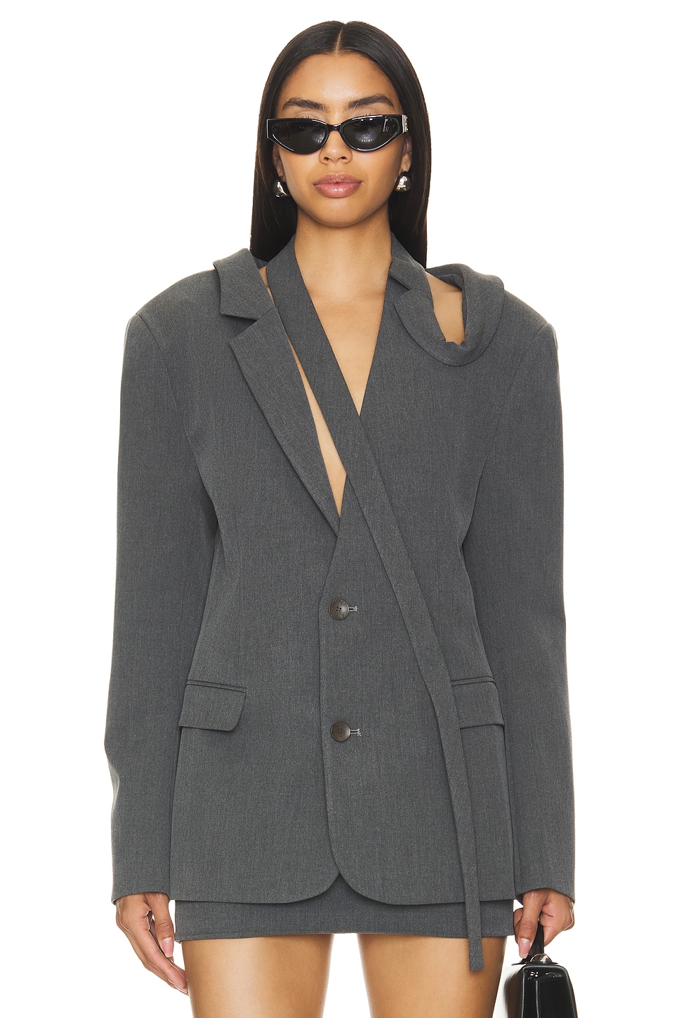 MARRKNULL Asymmetric Oversized Blazer in Grey | REVOLVE