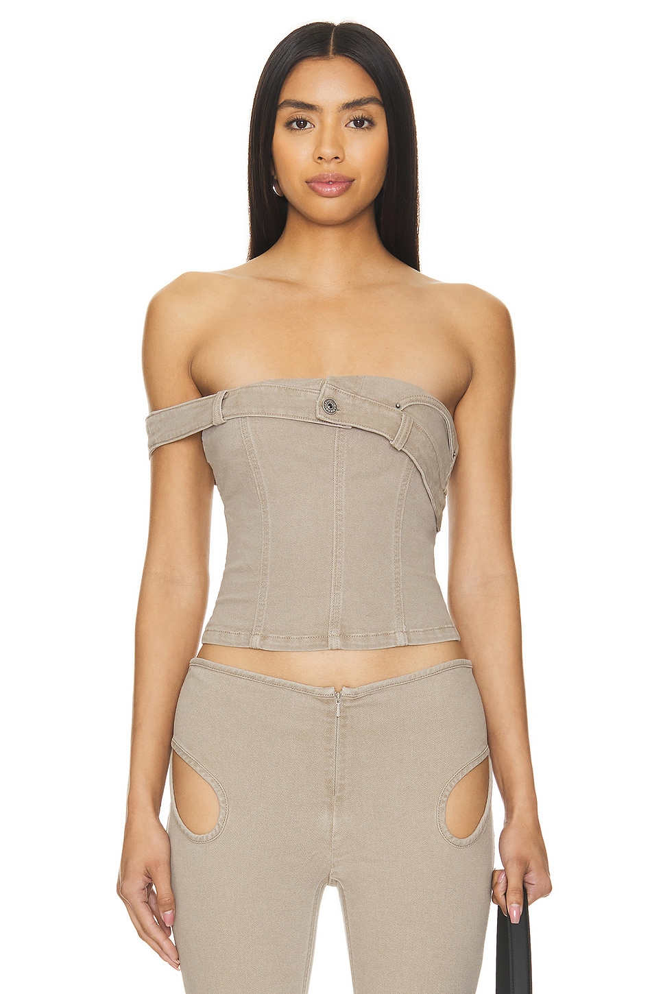 MARRKNULL Off Shoulder Top in Brown | REVOLVE