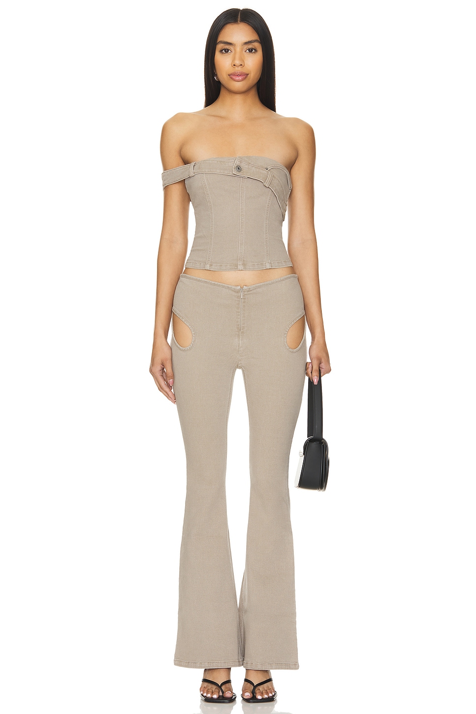 MARRKNULL Off Shoulder Top in Brown | REVOLVE