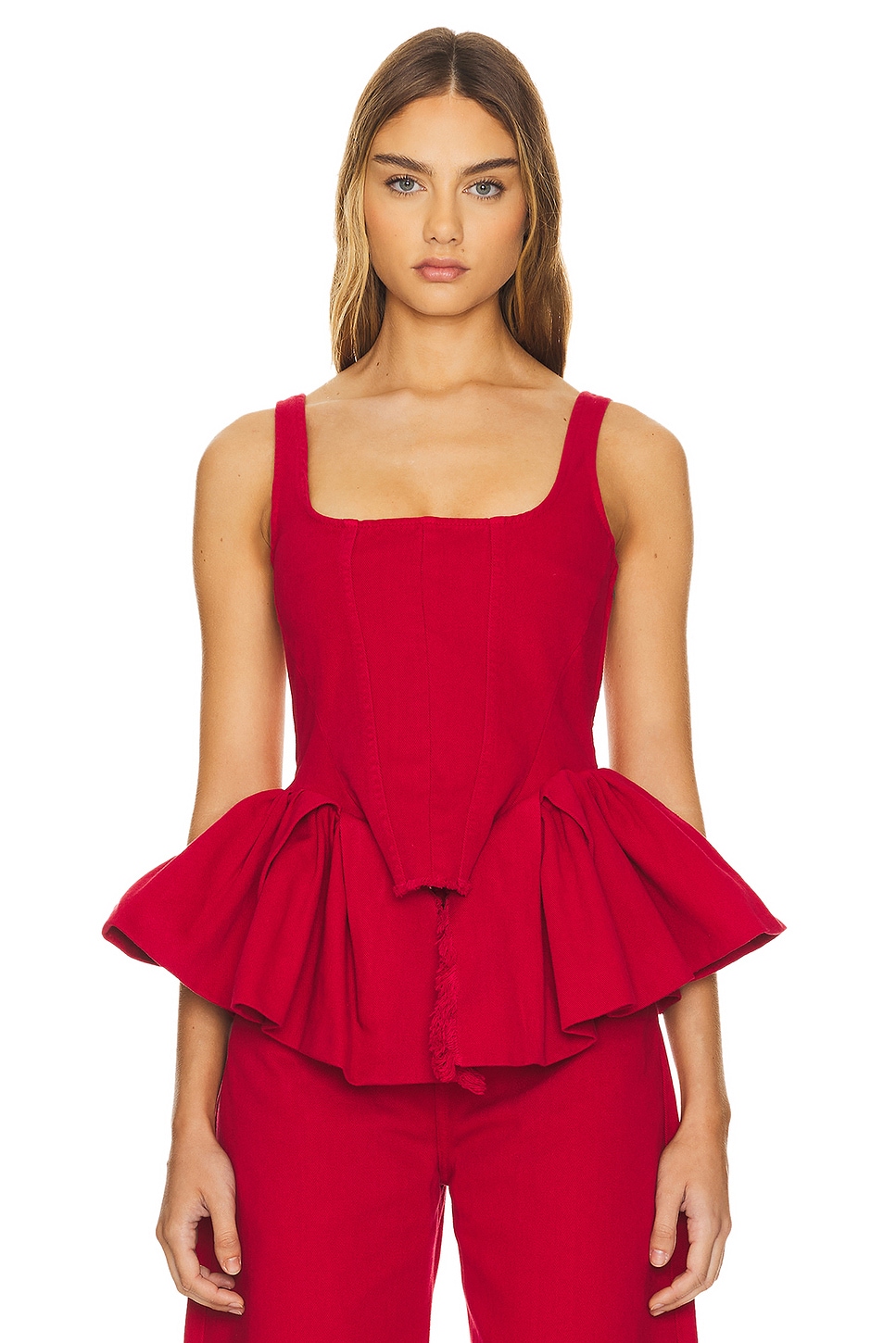 Marques ' Almeida Corset With Pleated Hip Panels in Red | REVOLVE