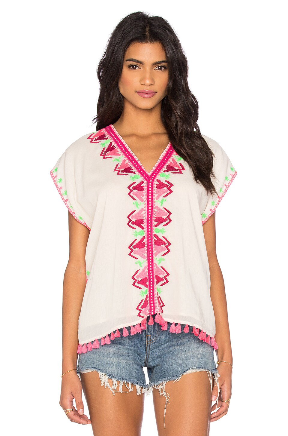 Maison Scotch Embroidered Boho Gypsy Top in Off White | REVOLVE