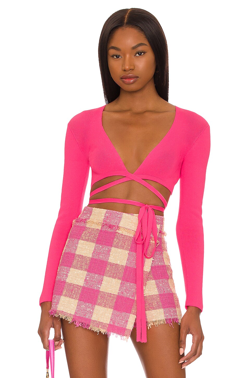 MSGM Wrap Crop Top in Pink | REVOLVE