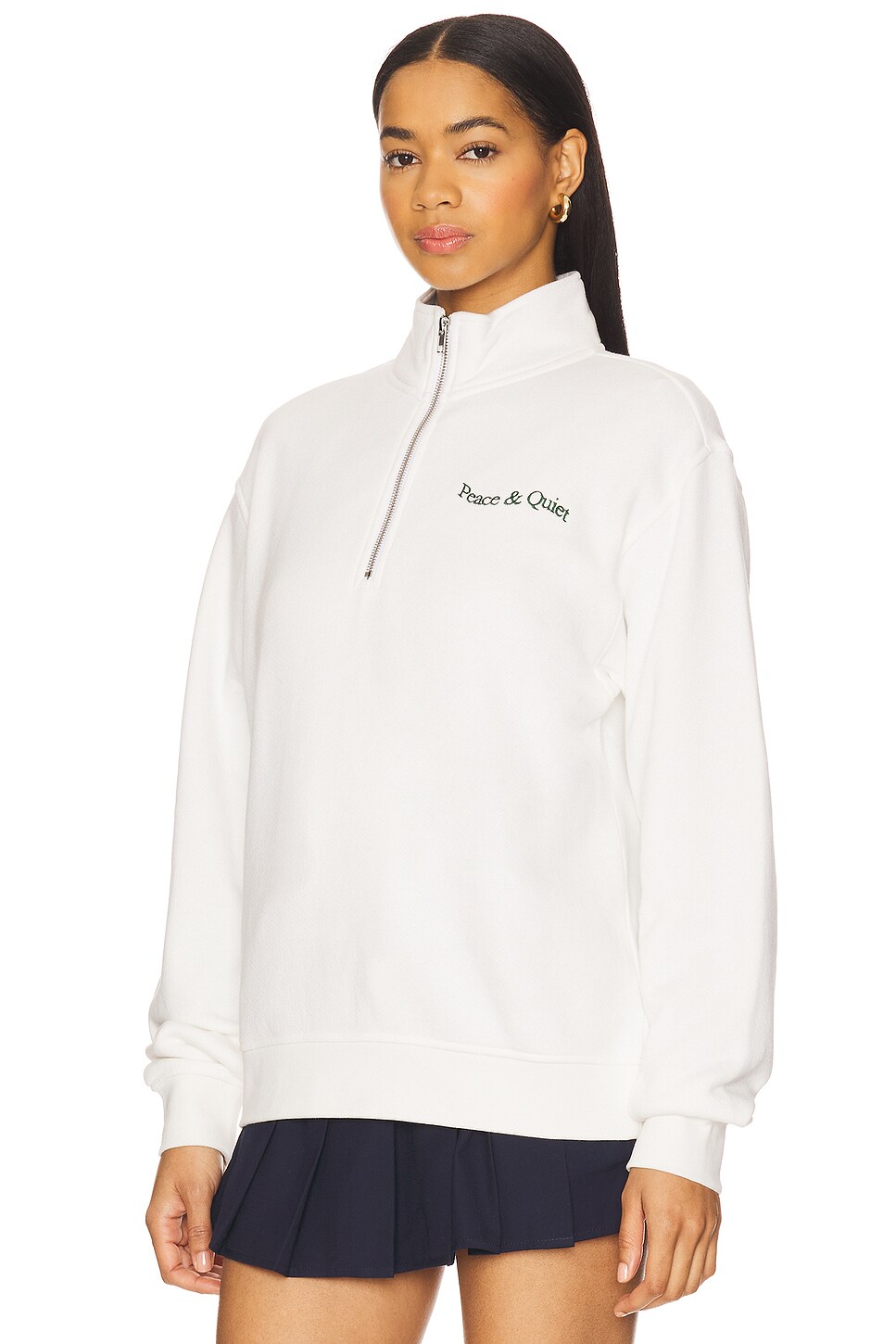 Museum of Peace and Quiet Wordmark Quarter Zip Up Sweater in White ...