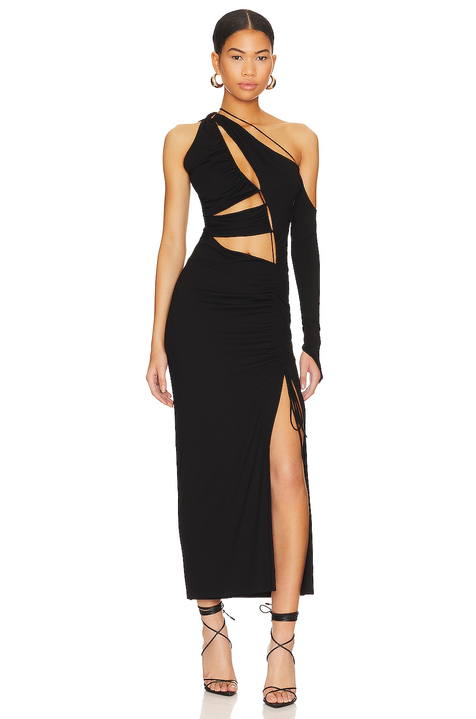 MANURI Giuly 2.3 Dress with Detachable Sleeve in Black | REVOLVE