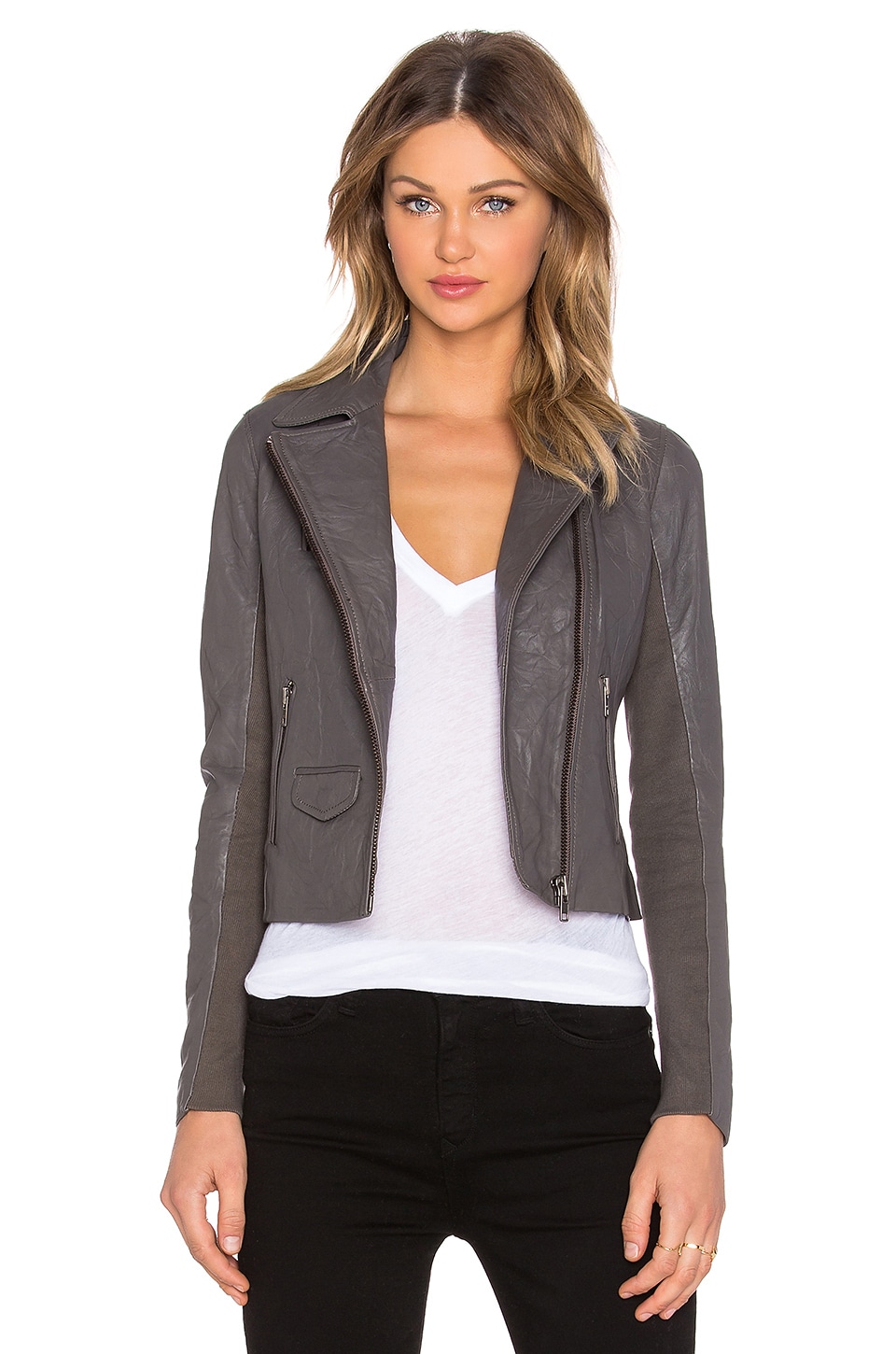 Muubaa Everdeen Biker Jacket in Bentonite Grey | REVOLVE