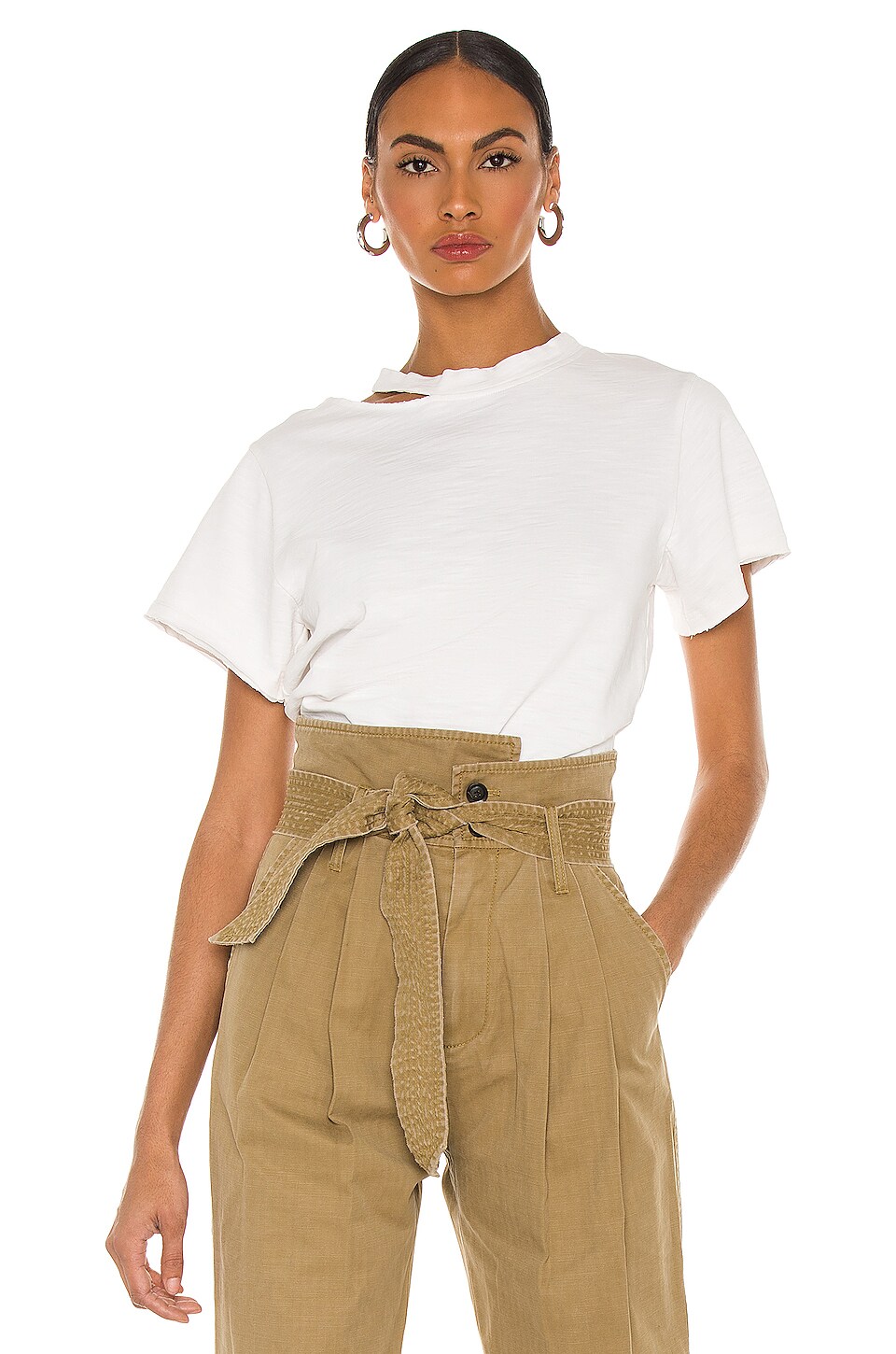 Marissa Webb Tate Cut Out Tee in White | REVOLVE