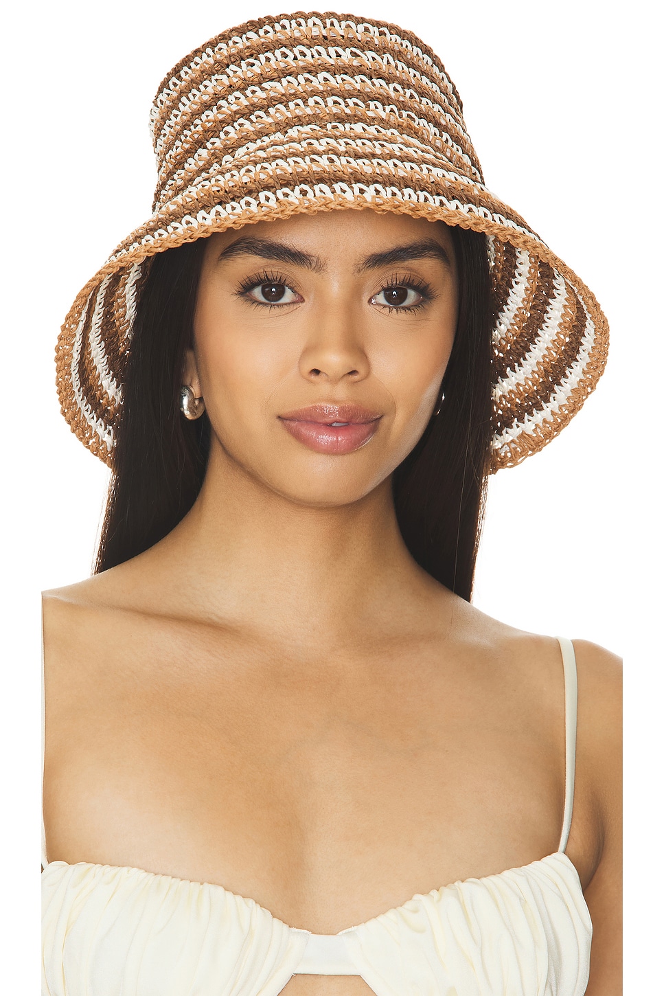 Nikki Beach Harley Hat in White & Brown | REVOLVE