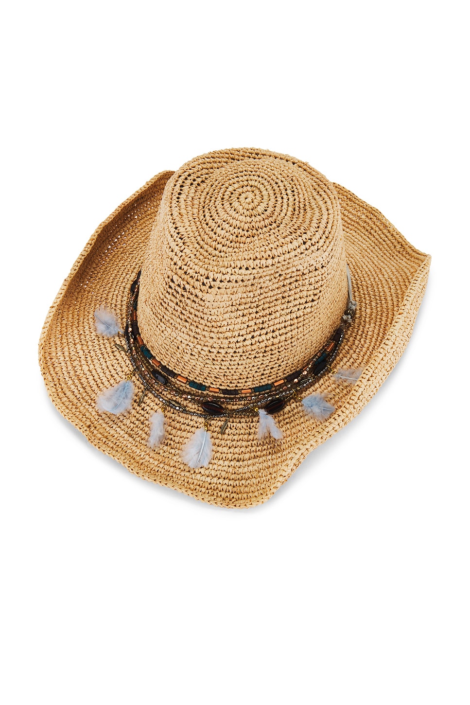 Nikki Beach Morgan Cowboy Hat in Natural & Blue | REVOLVE