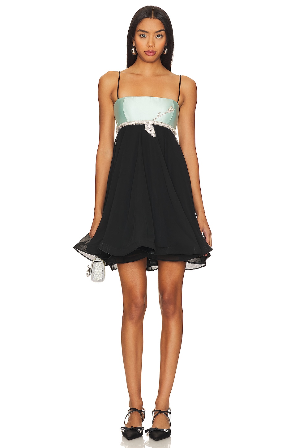 Nafsika Skourti The Mini Fox Dress in Black & Sea Foam | REVOLVE