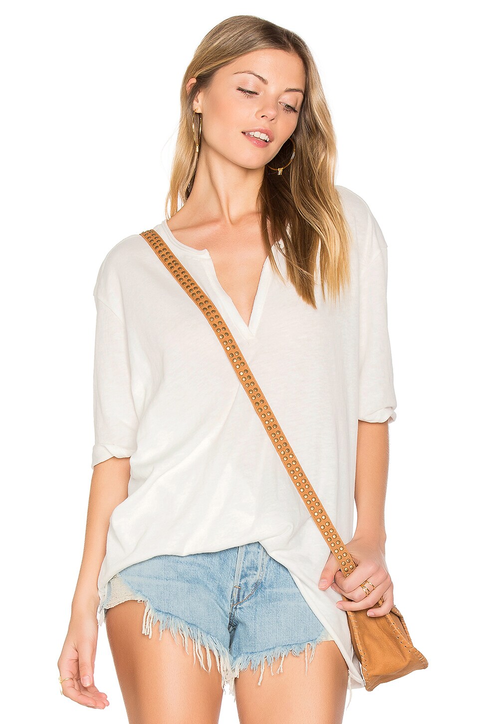 Nation Los Angeles Juliette Tucked Up Henley in White | REVOLVE