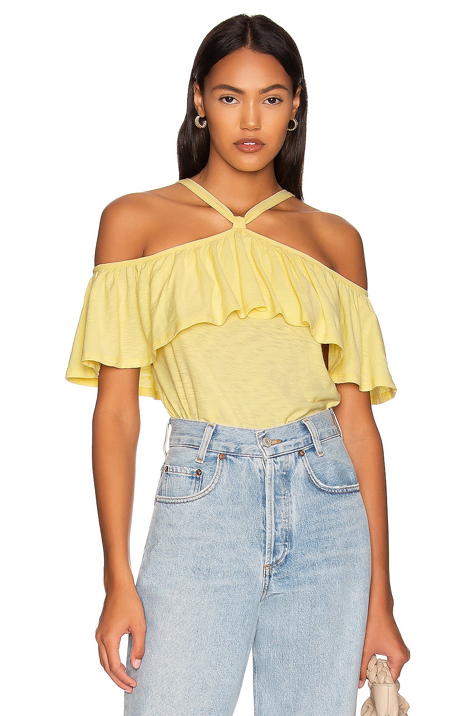 Nation Los Angeles Morgan Ruffled Halter Top in Butter | REVOLVE