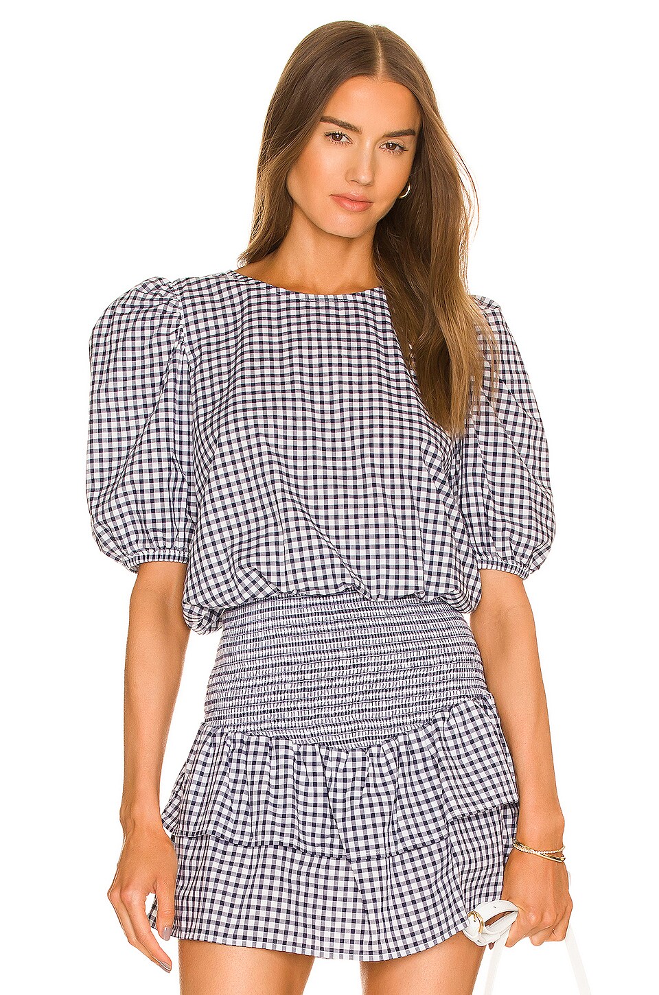 Nation Los Angeles Nation Heidi Girly Elastic Crop in Gingham | REVOLVE