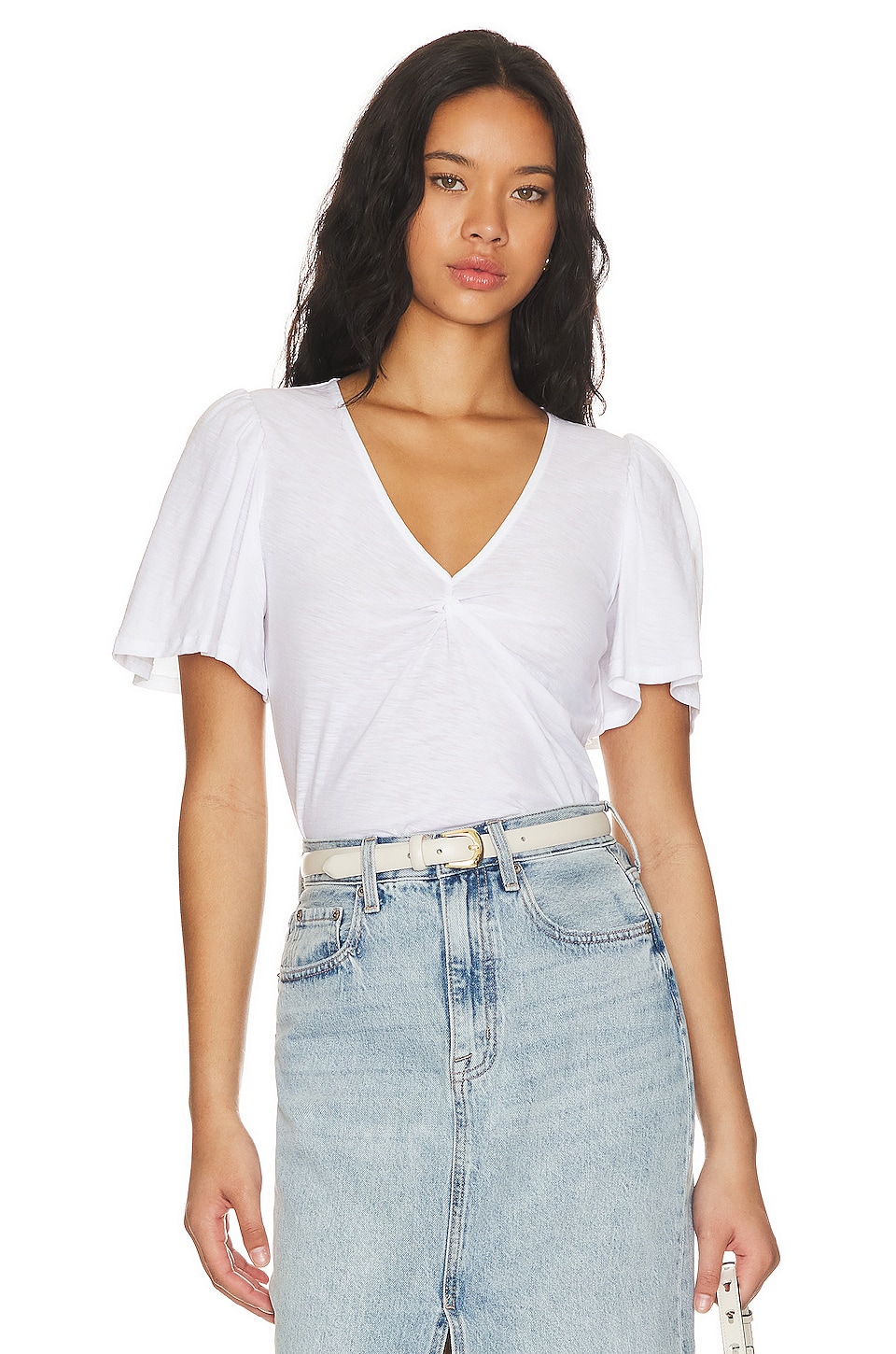 Nation LTD Dusty Twisted Flutter Sleeve in White | REVOLVE
