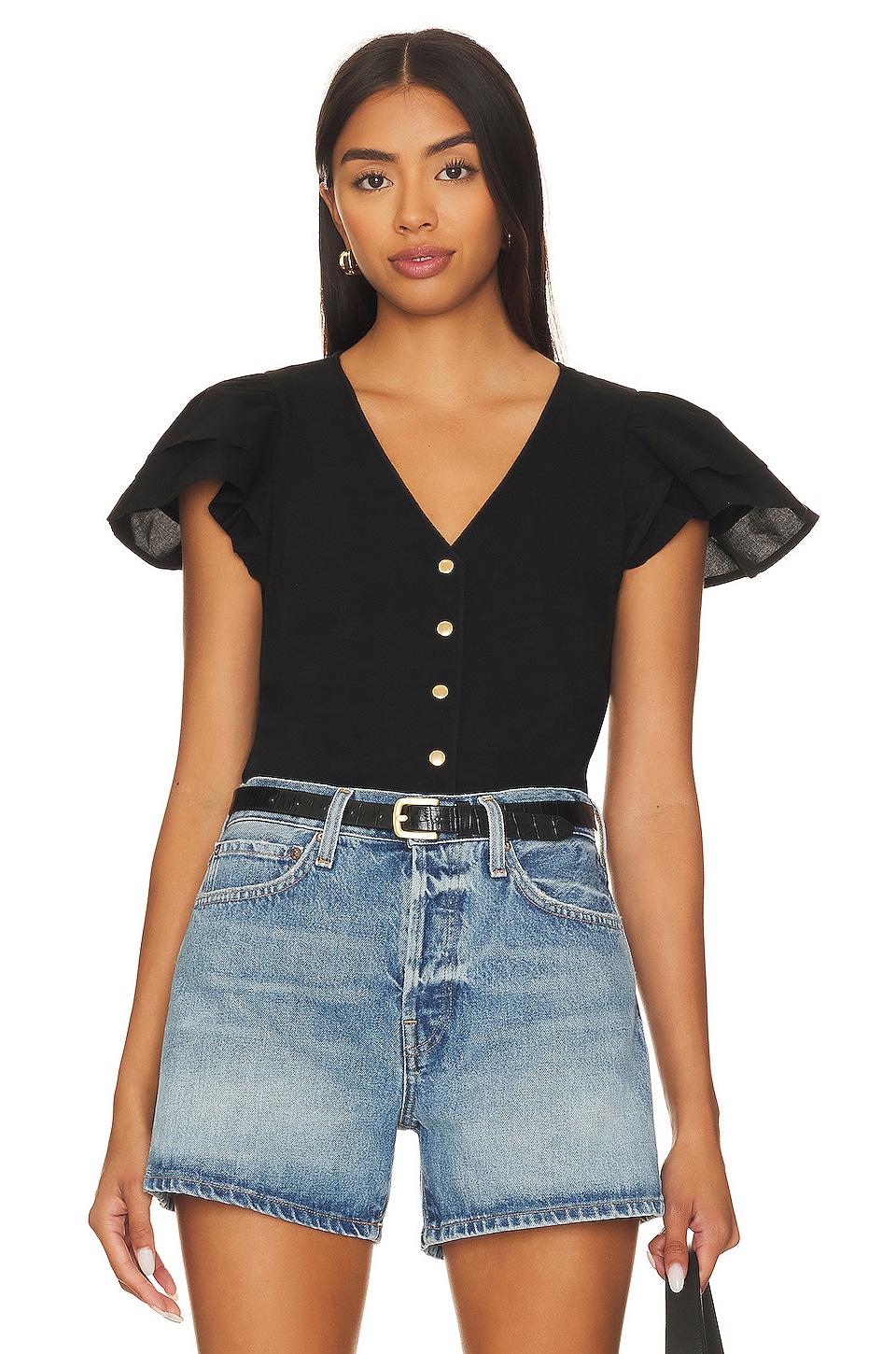 Nation LTD Maria Femme Snap Tee in Jet Black | REVOLVE