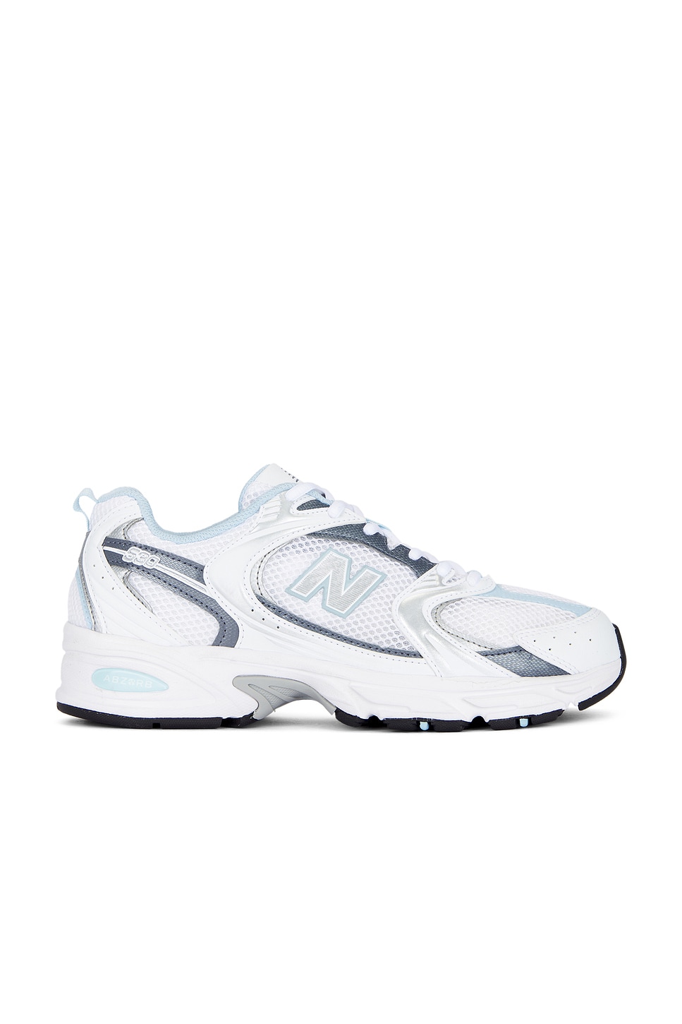 New Balance 530 in White, Dark Arctic Grey, Light Chrome, & Blue | REVOLVE