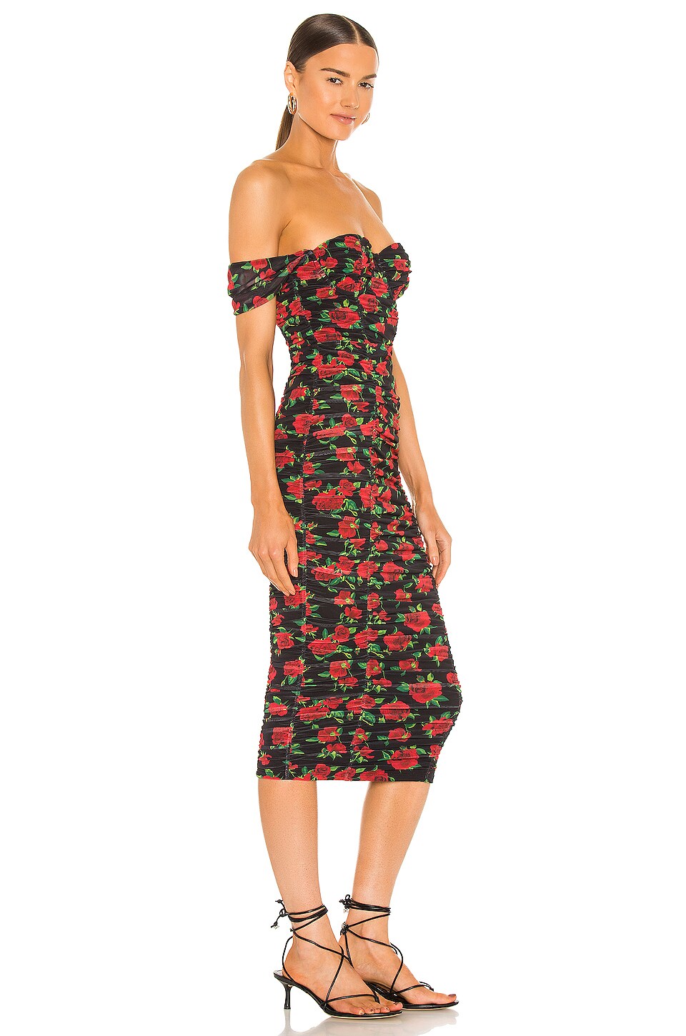 NBD Robin Midi Dress in Black & Red Floral in Black & Red Floral | REVOLVE